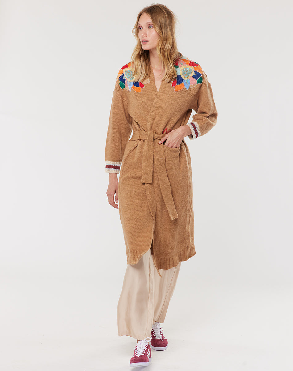 Andy Long Belted Caramel Cardigan – Me369