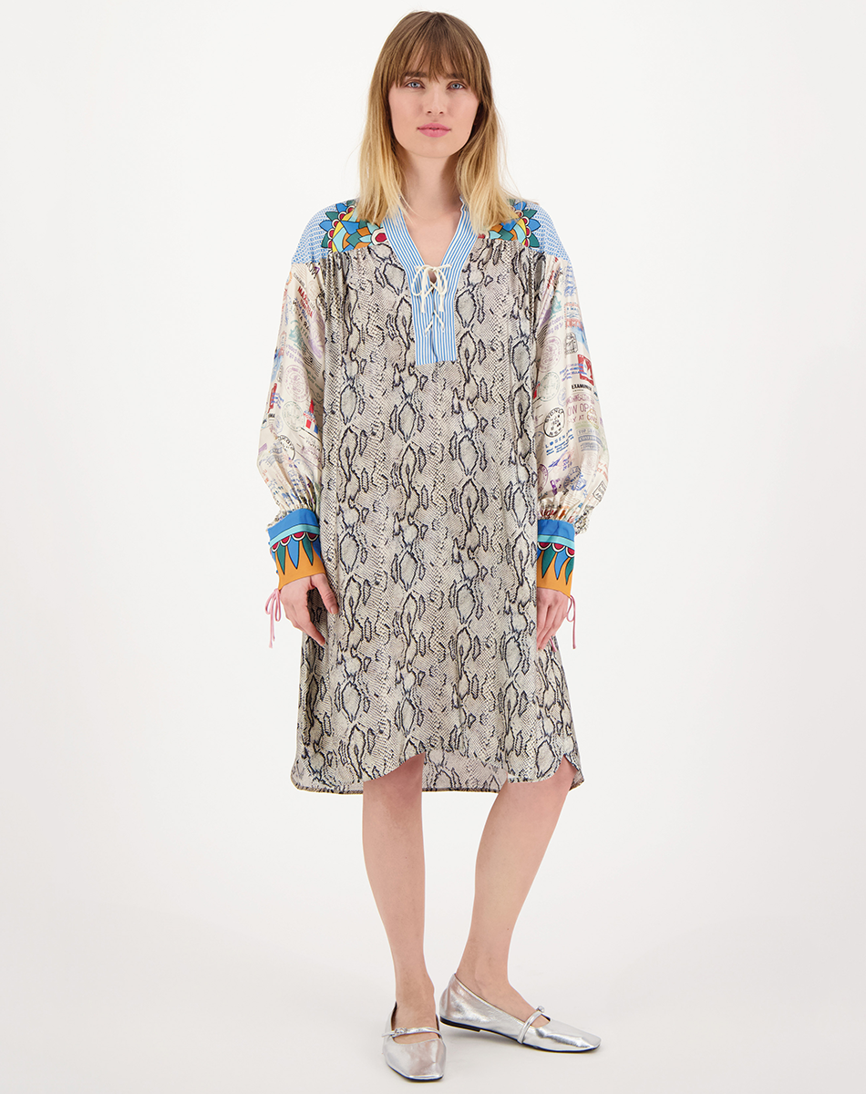 Bonnie Tie Placket Snake Dress – Me369